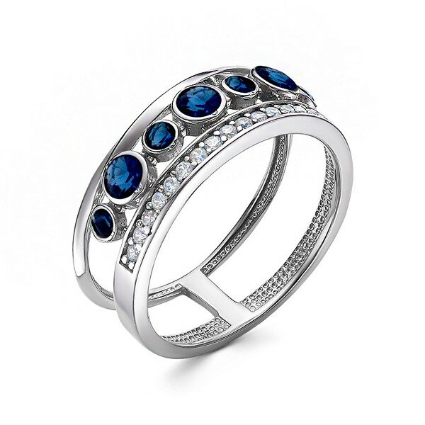 Кольцо, серебро, 925 проба, родирование, кристалл, фианит