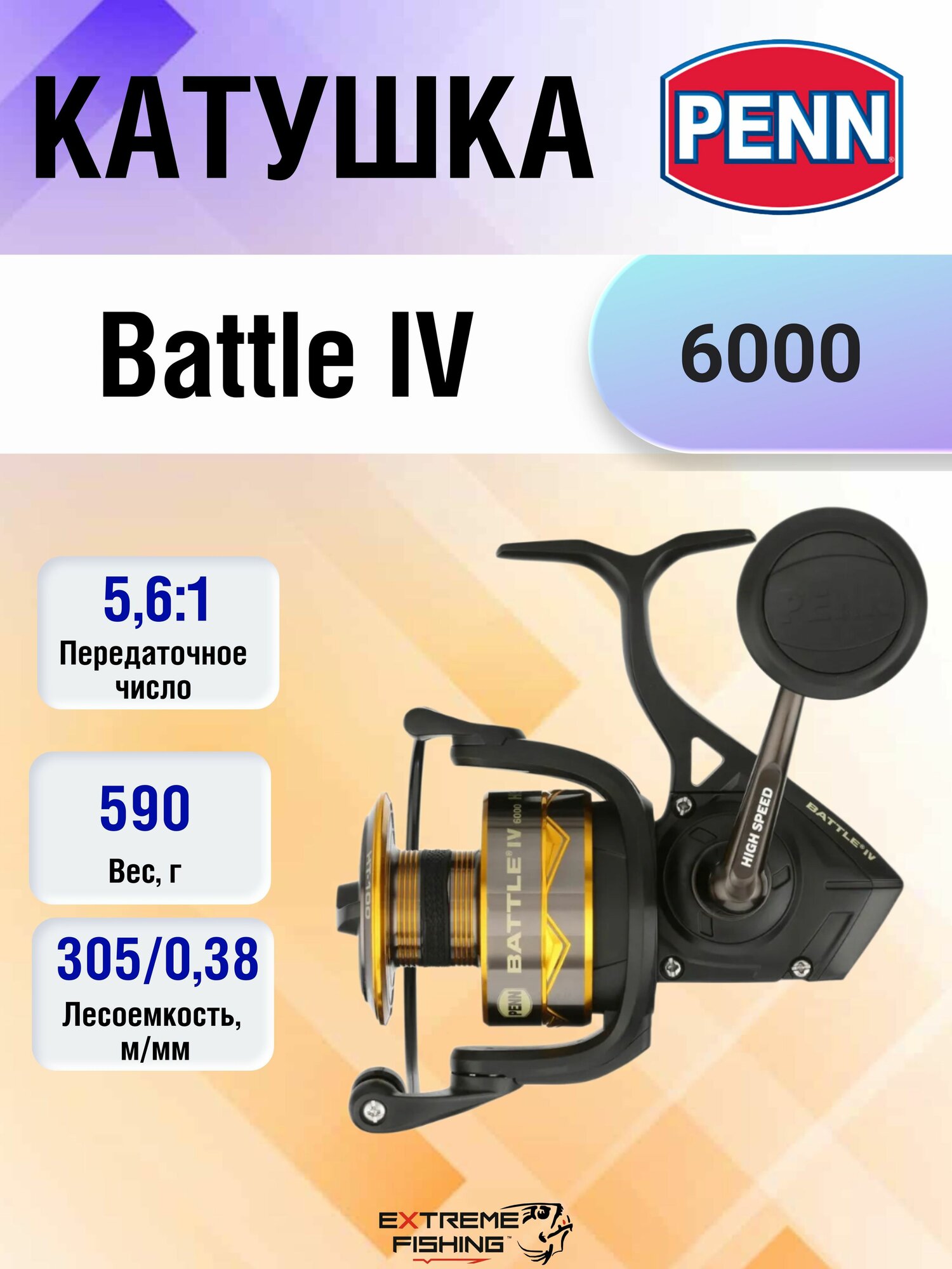 Катушка спиннинговая Penn Battle IV 6000 Spin Reel