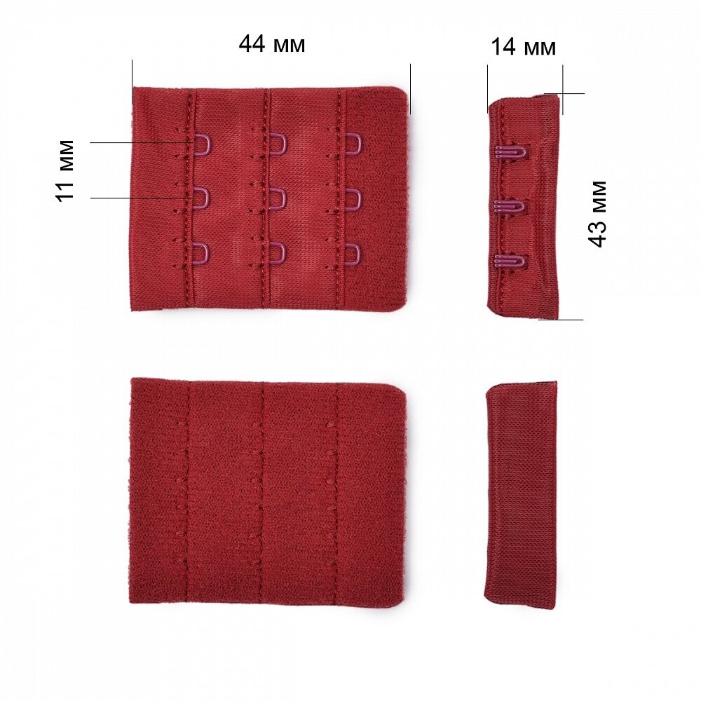 Застежка для бюстгальтера ARTA-F с крючками, 101 темно-красный, 10 шт ARTA. F.2588.000-3AEH-02.101.10