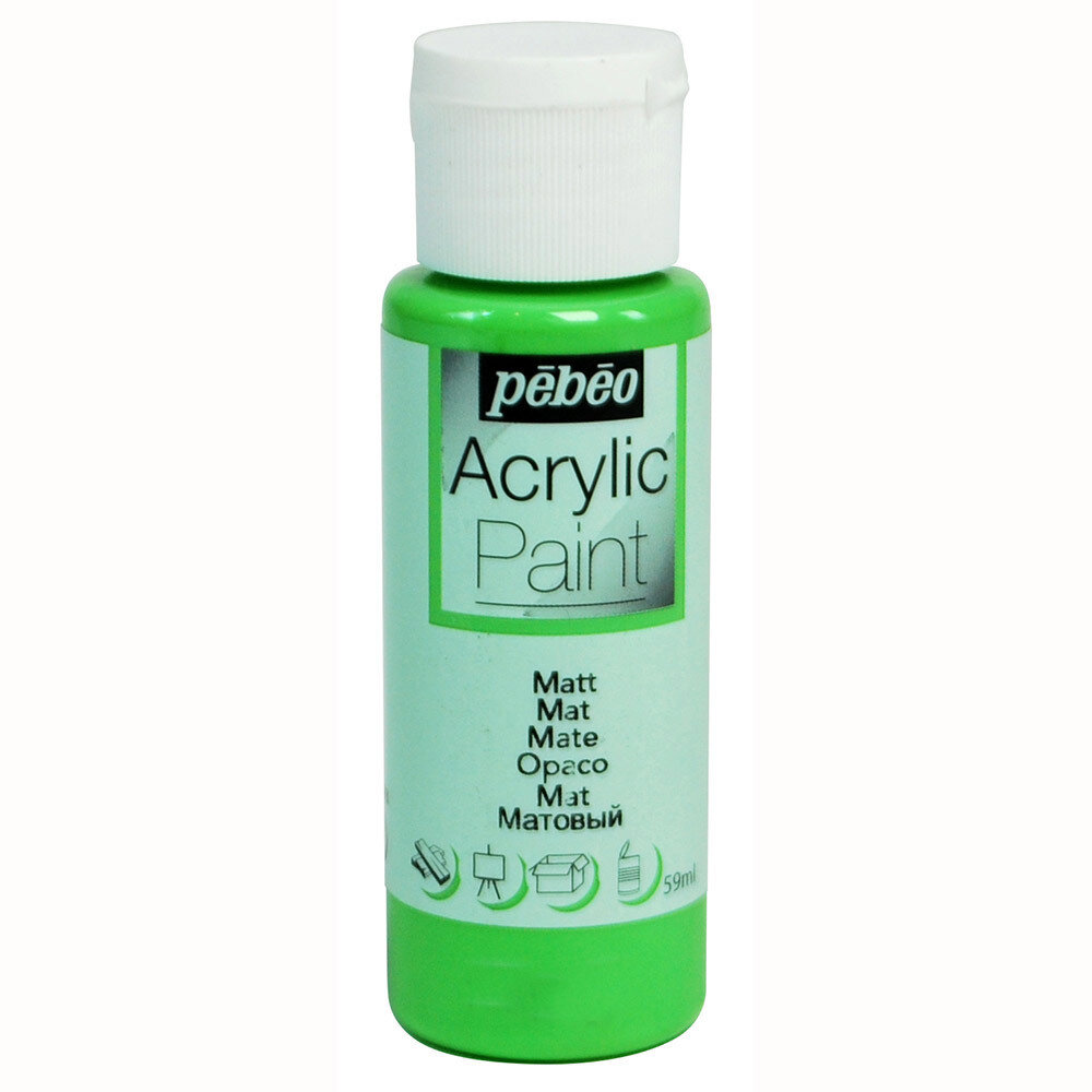 Краска акриловая Pebeo Acrylic Paint, декоративная, матовая, 59 мл, зеленое яблоко