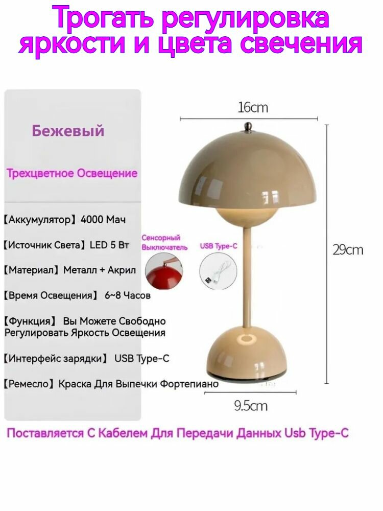 Светильник настольный, светодиодный, дневной белый, металлический плафон