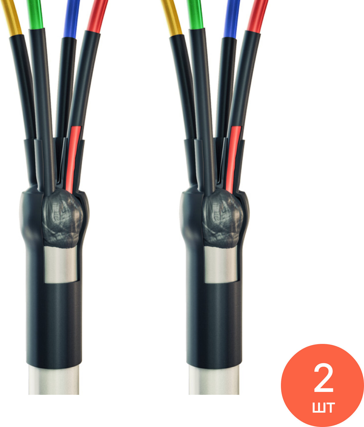 Муфта кабельная концевая КВТ 3ПКТп(б) мини - 2.5/10 для бронированных кабелей, изоляция пластик, 210мм, 2.5/10мм2, 3 жилы / электрика (комплект из 2 шт)