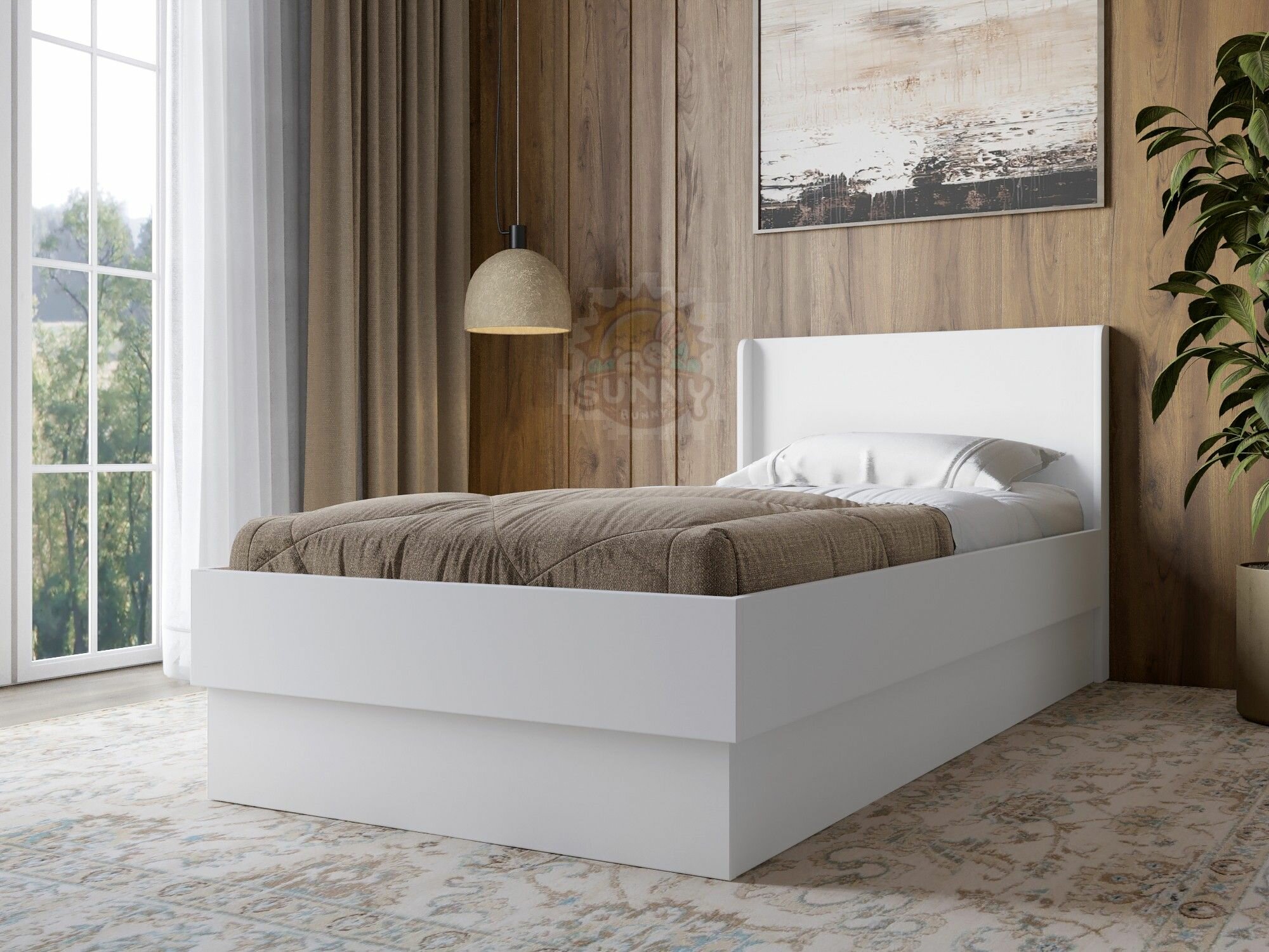 Односпальная кровать Sicilia 80х190 см, с подъемным механизмом, ЛДСП (Белый)