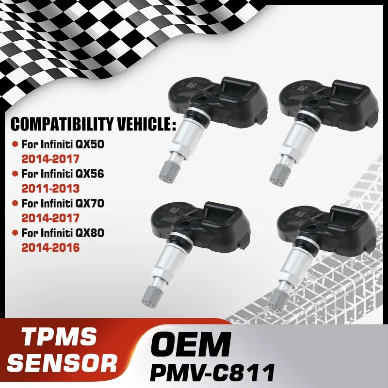 Датчик давления в шинах TPMS для Infiniti QX50 2014-2017 Infiniti QX56 2011-2013 Infiniti QX70 4 PCS