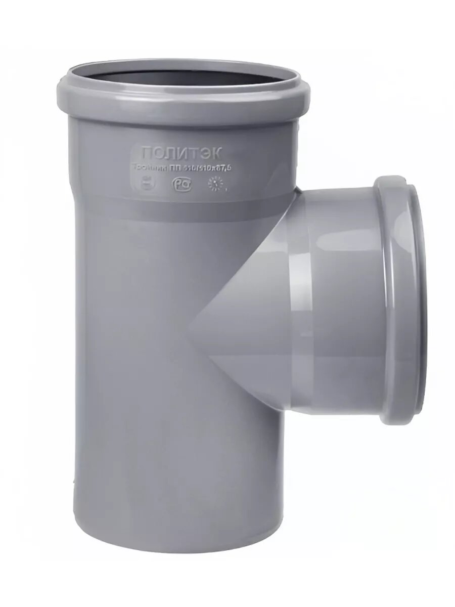 Тройник ПОЛИТЭК, для внутренней канализации, 2 раструбные соединения, полипропилен