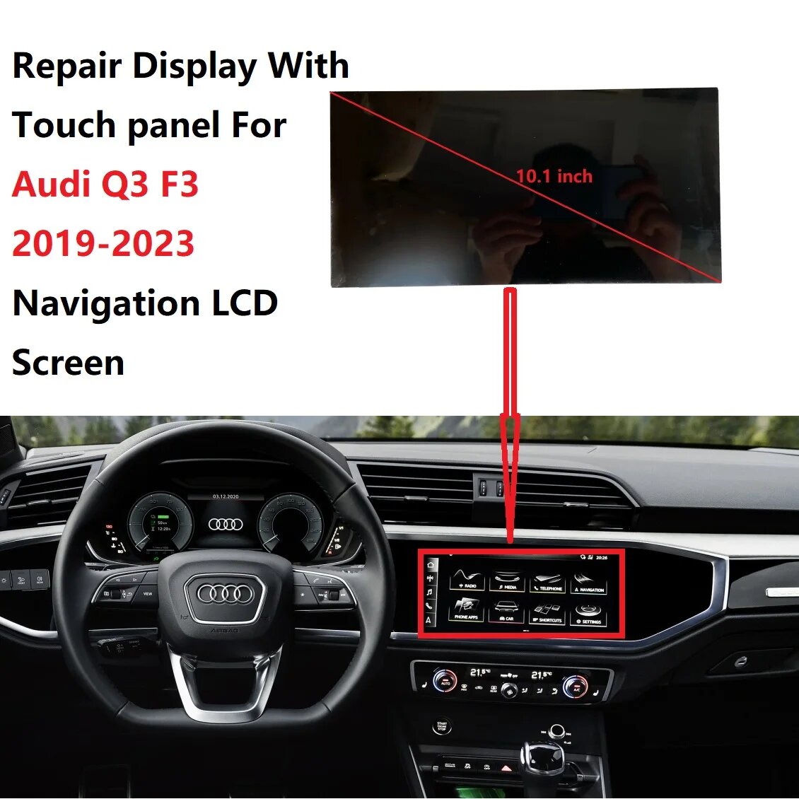10,1-дюймовый дисплей для Audi Q3 F3 2019-2022, навигационный ЖК-экран с сенсорной панелью, ремонт 83A 919 605C