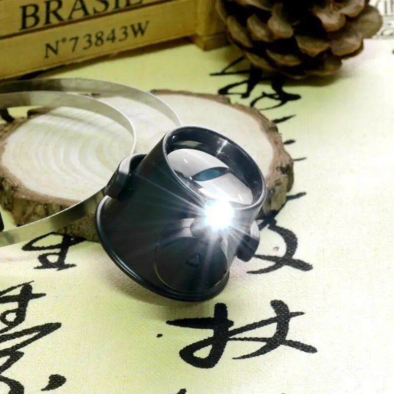 Маска для глаз с креплением на голову F, увеличительное стекло, ремонт проволоки с одним глазом, часы, светодиодный светильник, 10-кратное увеличение