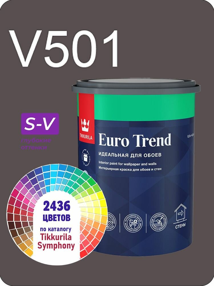 Краска для обоев Tikkurila Euro Trend 0,9л. глубокие оттенки V501