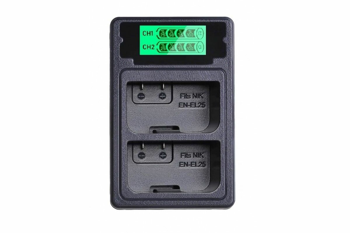 Двойное зарядное устройство USB-LCD-ENEL25 Micro и Type-C USB Dual charger с дисплеем