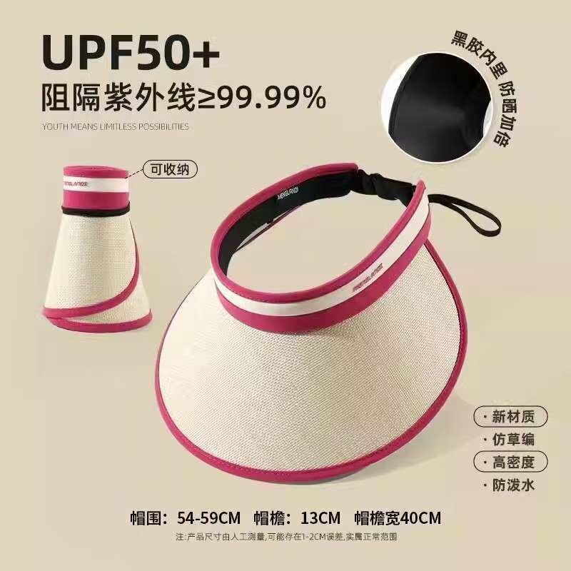 Шляпа от солнца с большими полями, летняя анти-УФ-пустая шляпа от солнца, женская солнцезащитная шляпа, черная пластиковая соломенная шляпа, закрывающая лицо, складная