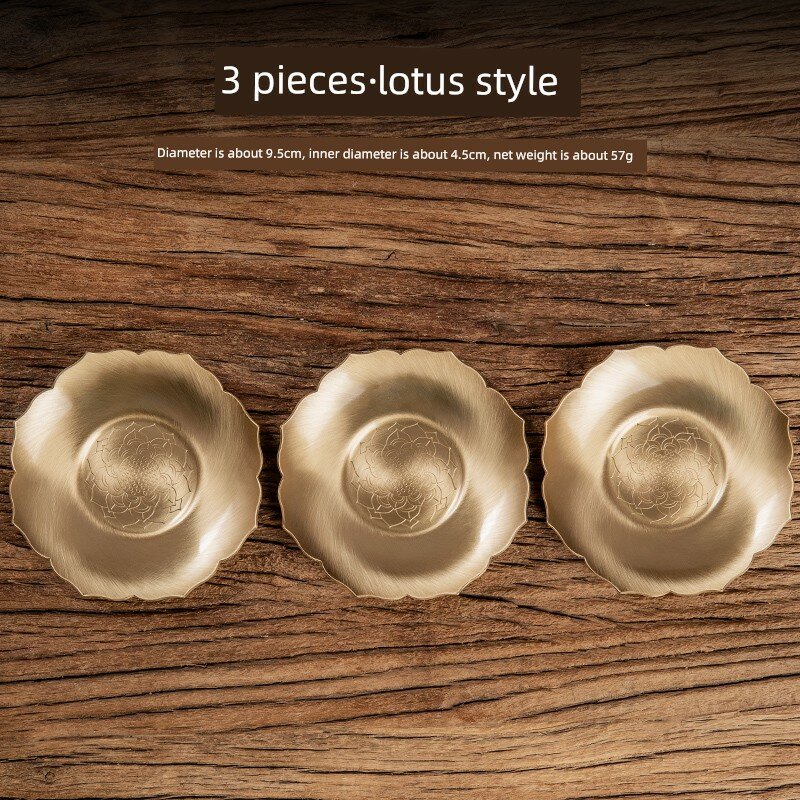 Комплект бронзовых подстаканников с узором лотоса, 3 шт, термостойкий нескользящий круглый поднос для домашнего