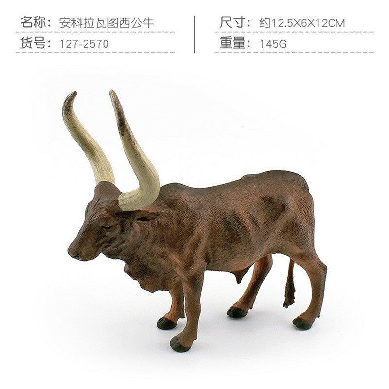 Realistic pvc texas longhorn bull and vatuzi cow model for collectors and decor ankole watusi bull