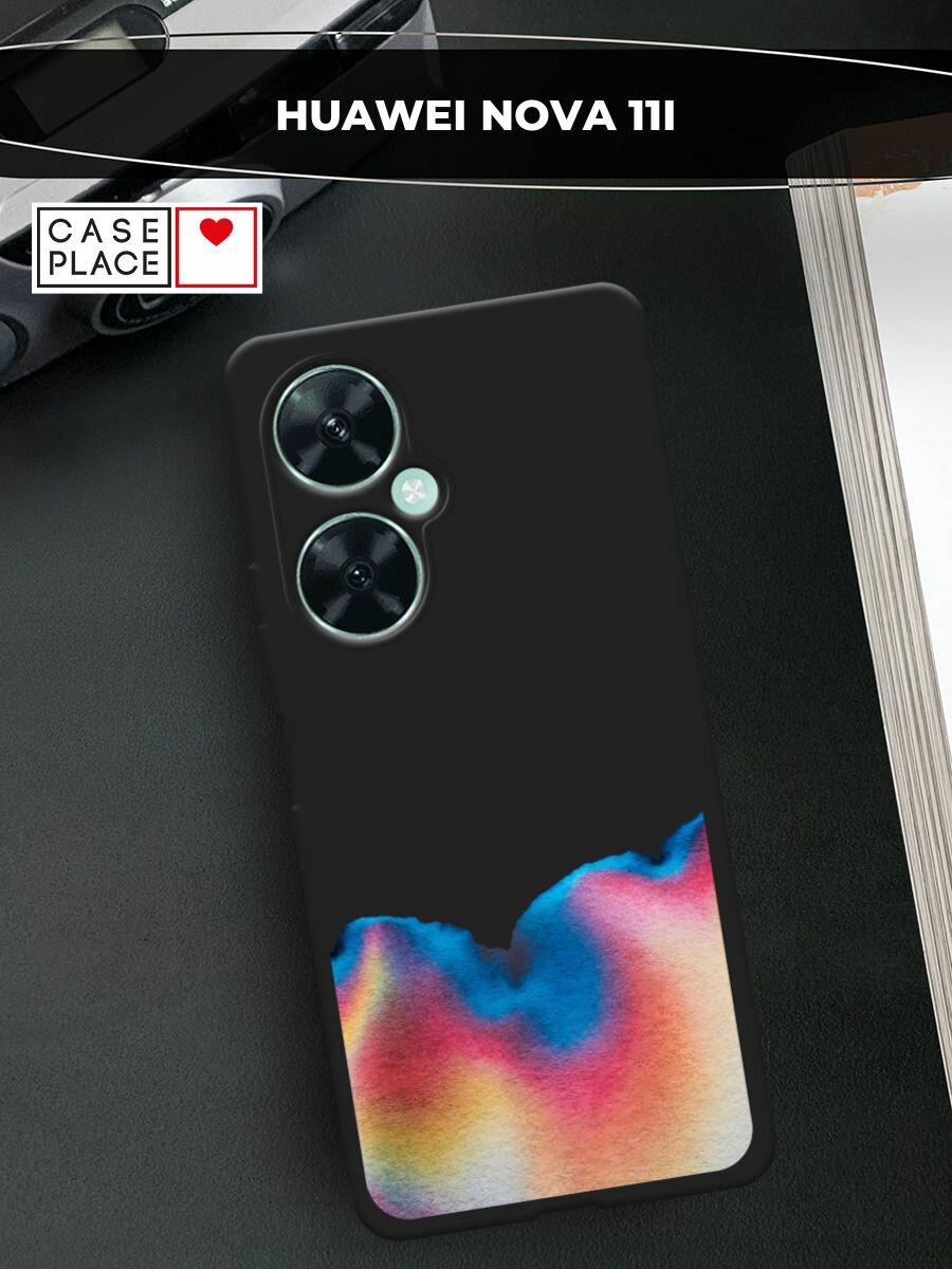 Черный матовый чехол на Huawei Nova 11i / Хуавей Нова 11i с принтом Акварельное сочетание