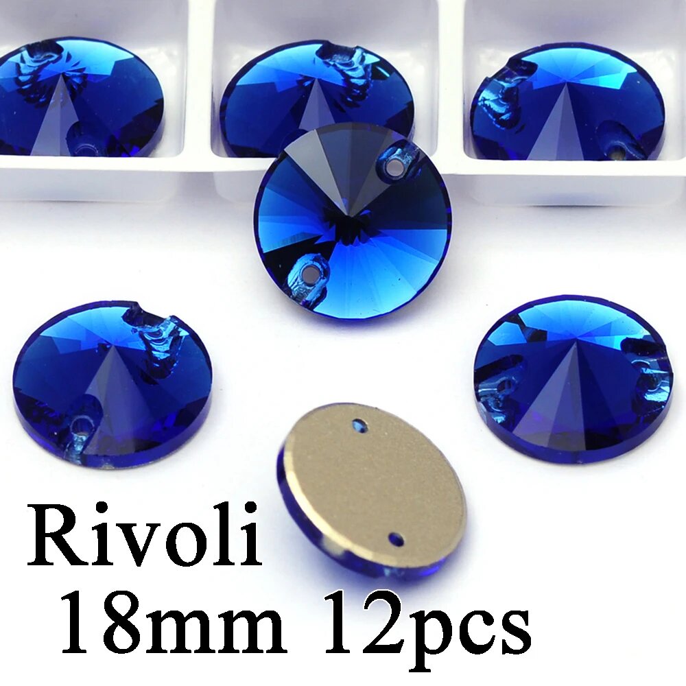 Стразы Rivoli синие 18 мм, 12 шт