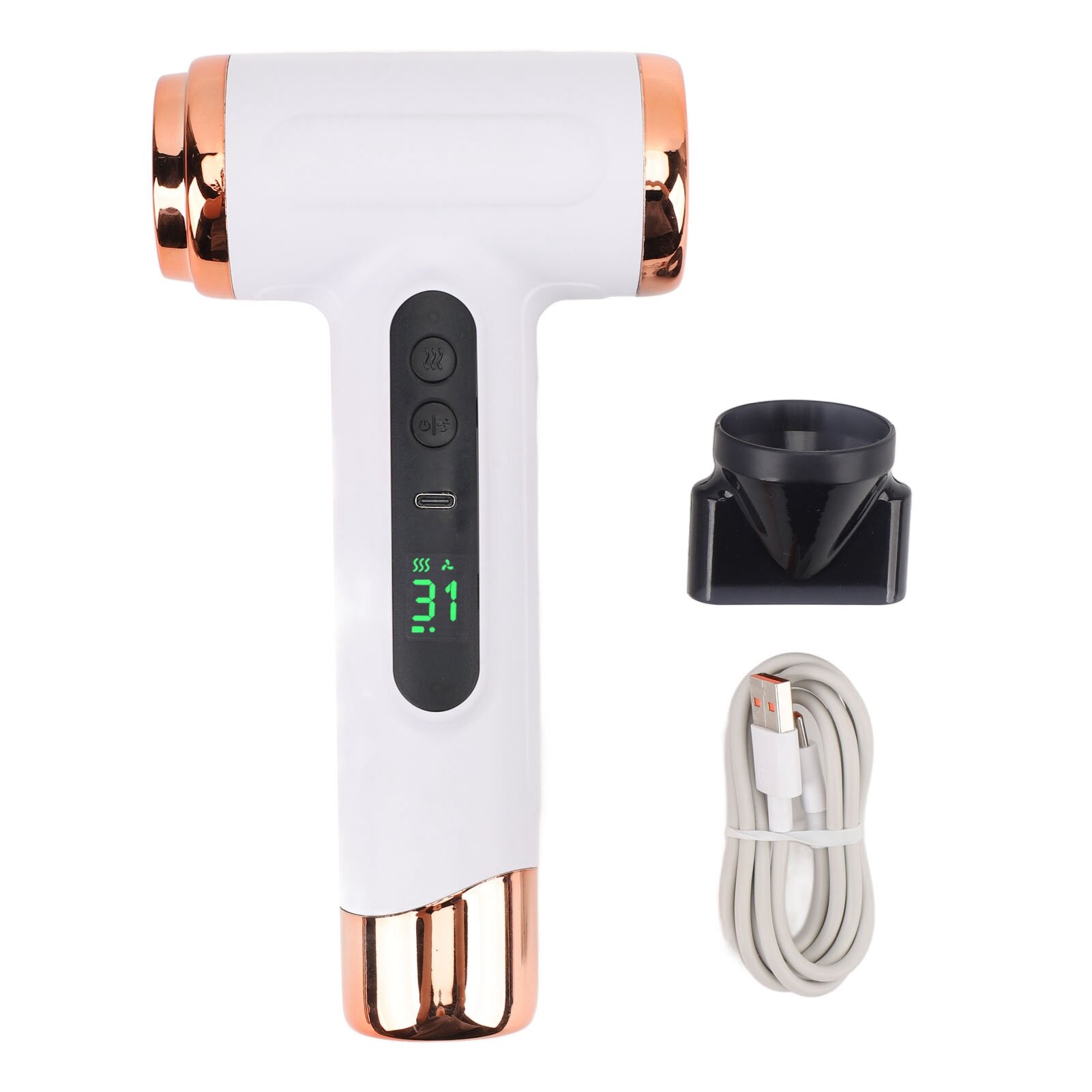 Беспроводнойфен15600мАч, портативный, заряжаетсячерезUSB, сфункциейхолодногоигорячеговоздуха,200Вт, длястуденческихобщежитий, белый.