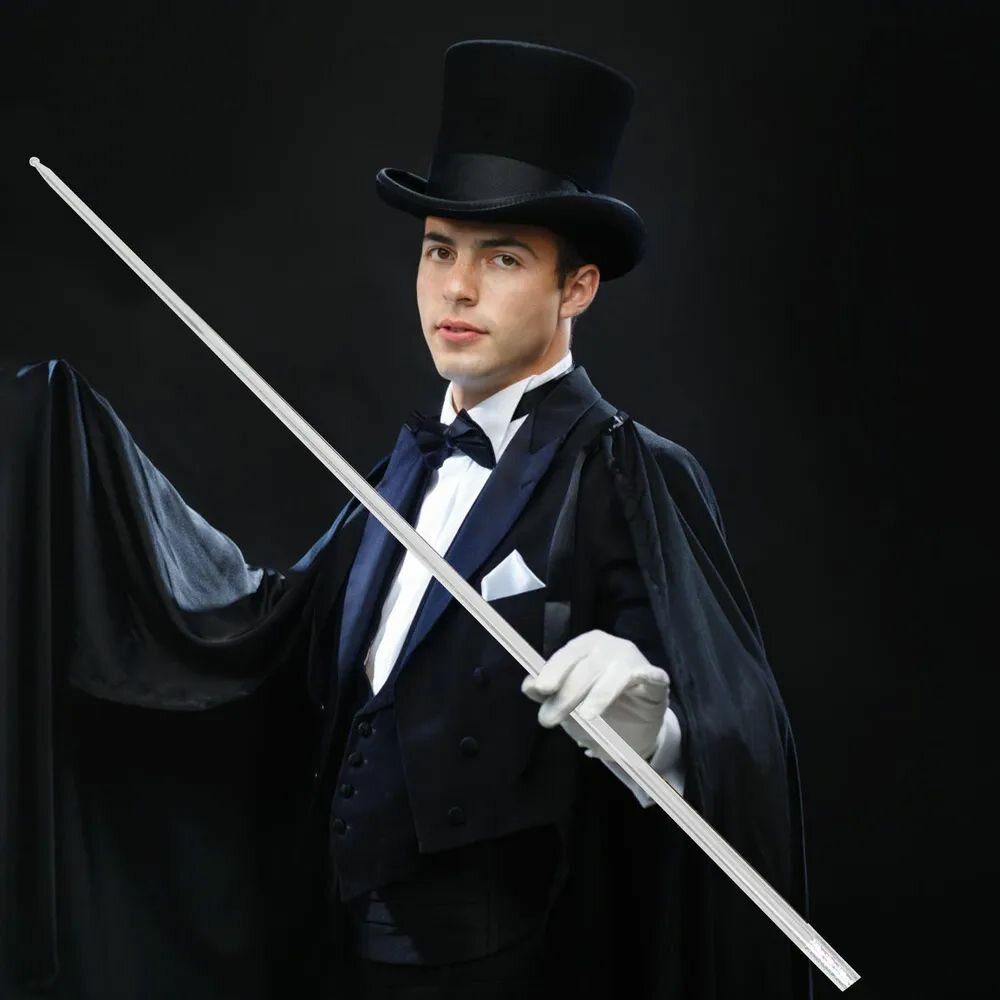 Серебристый раскладной жезл из металла для магических шоу и косплея длиной 1,1 м