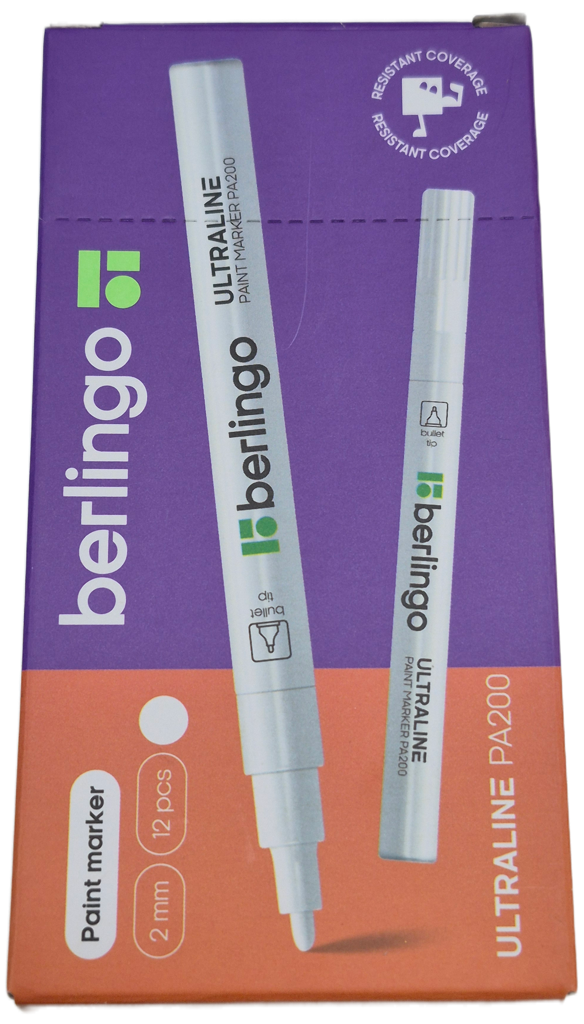 Упаковка перманентных маркеров Berlingo "Белый", 2 мм, 12 шт.