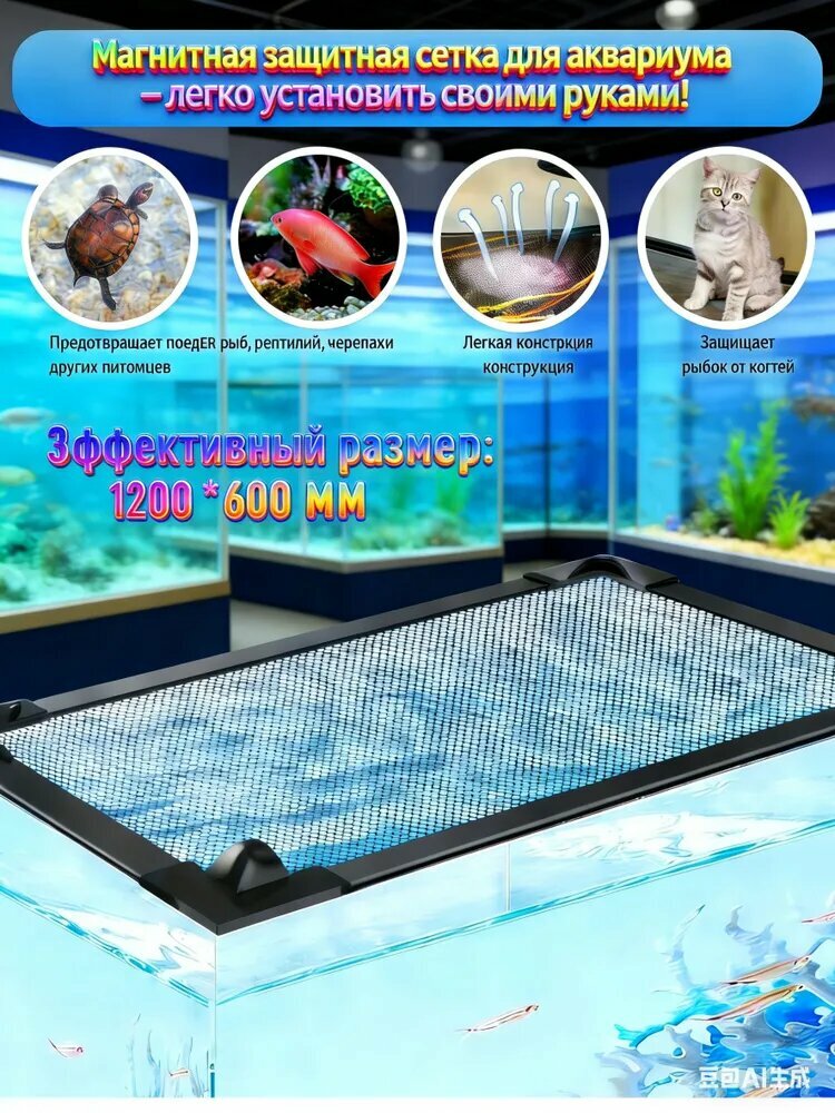Сетчатая магнитная крышка аквариума для рыб DIY 120*60