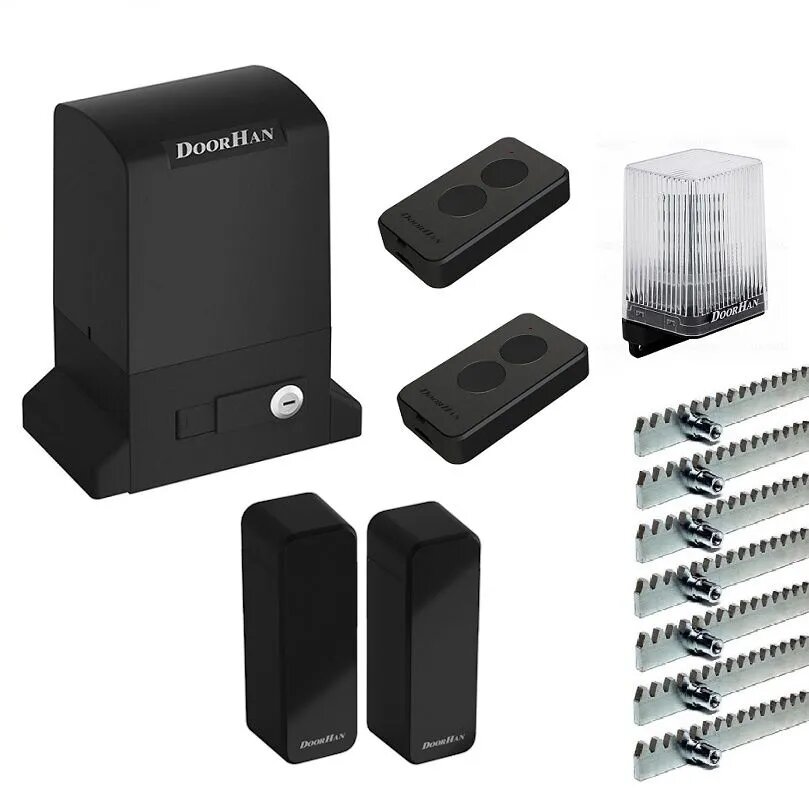 DoorHan SLIDING-2100 FULL8(B) (в масляной ванне) полный комплект автоматики с беспроводными фотоэлементами +8 реек