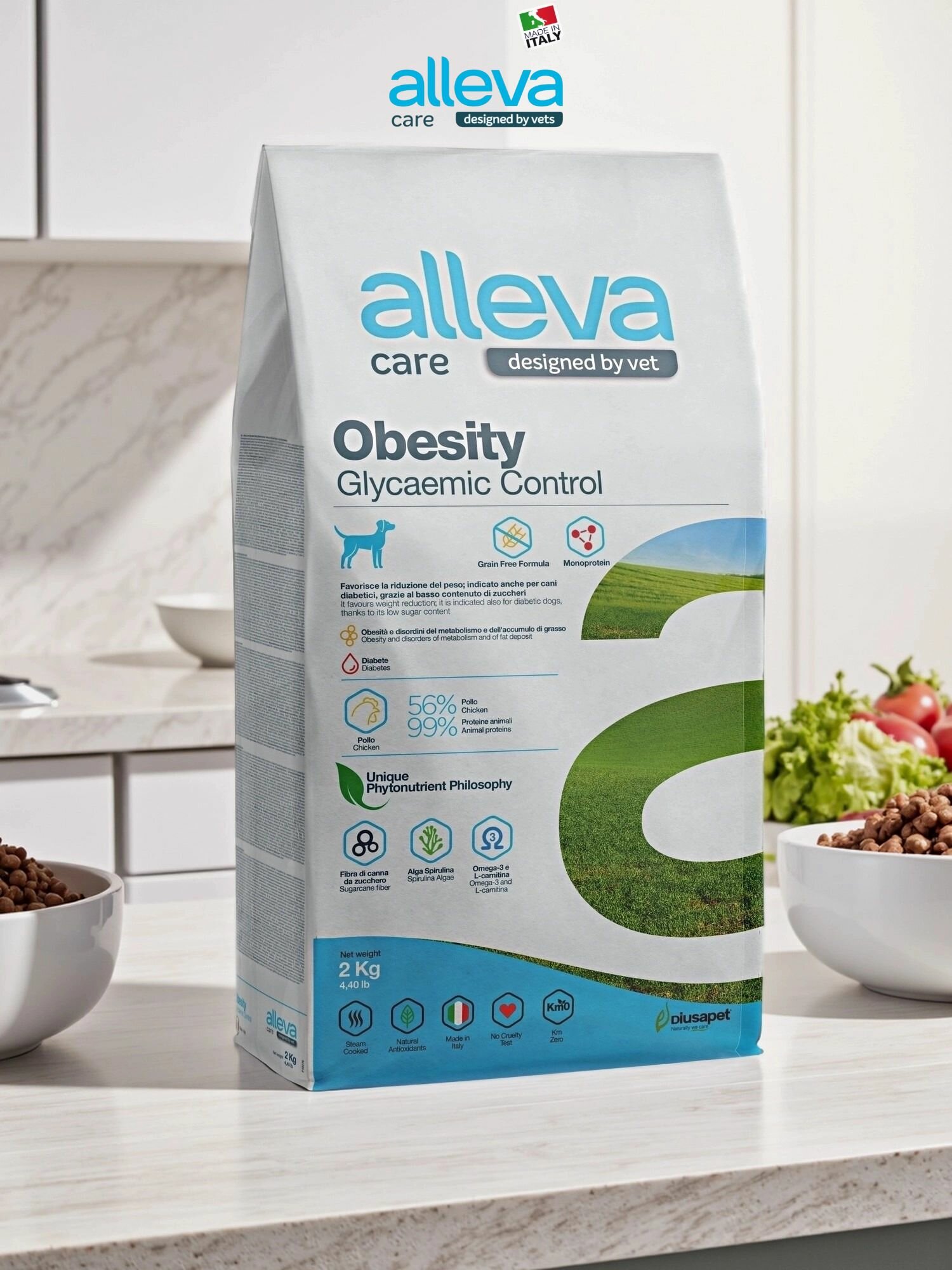 Корм Alleva Care Dog Adult Obesity Glycemic Control сухой диетический корм для взрослых собак 2 кг