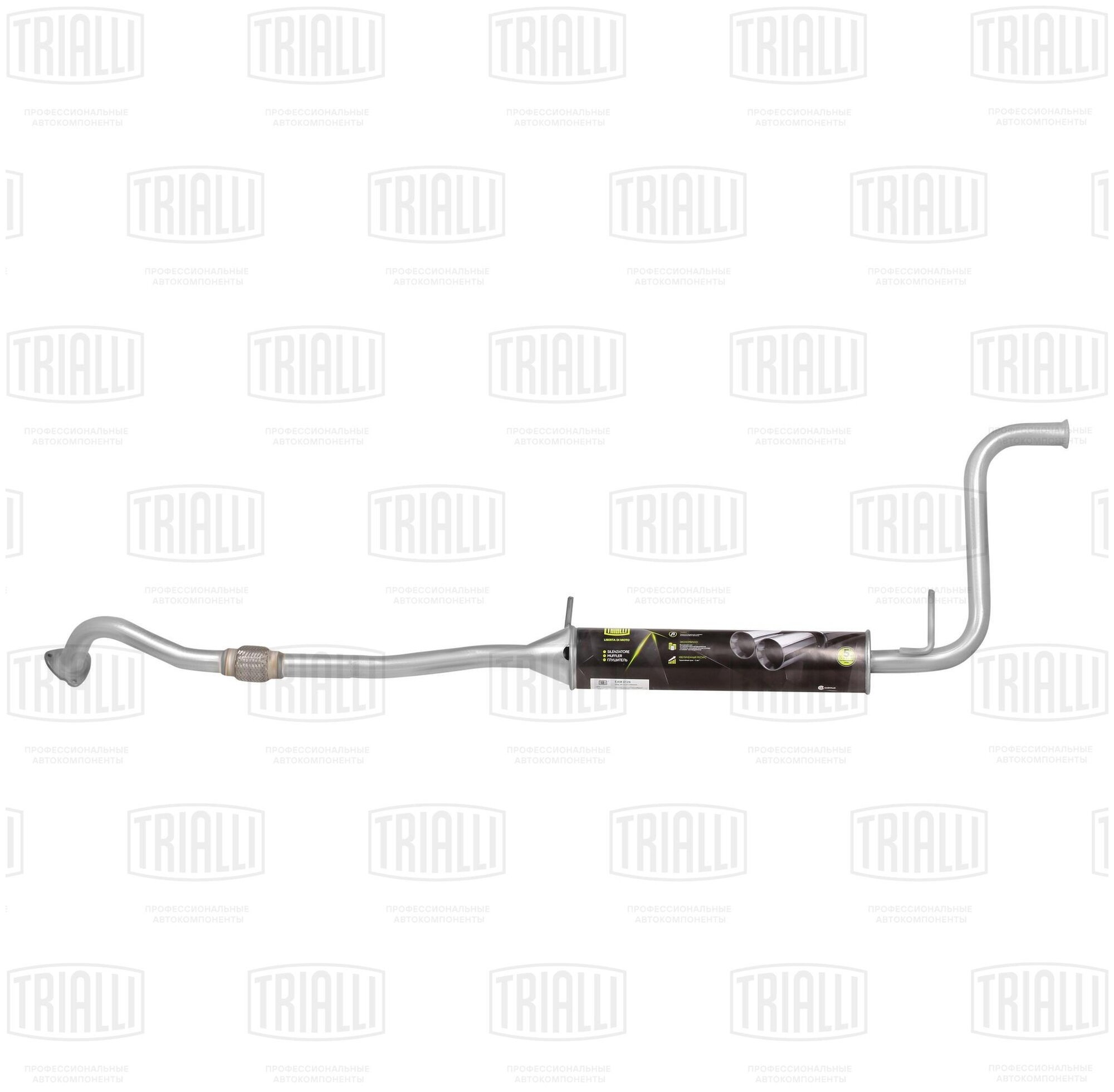 Глушитель для а/м Лада 21101 доп. (рез-р) н/о со штырями (алюм. сталь) (EAM 0129) Trialli арт. EAM0129