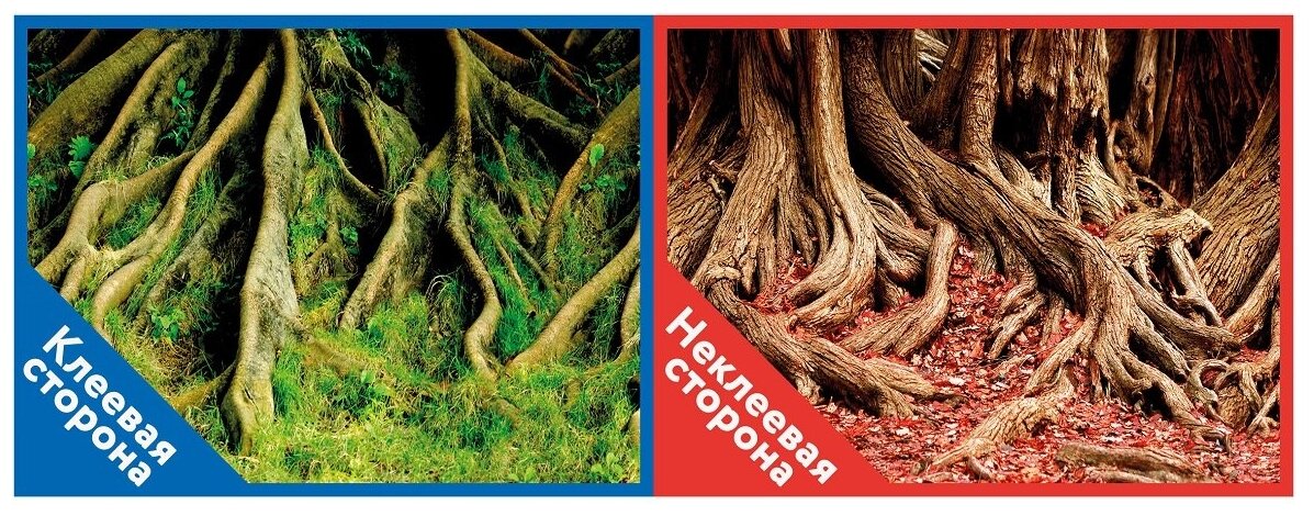 Фон для аквариума Prime самоклеющийся Корни с мохом/Корни с листьями 50x100см