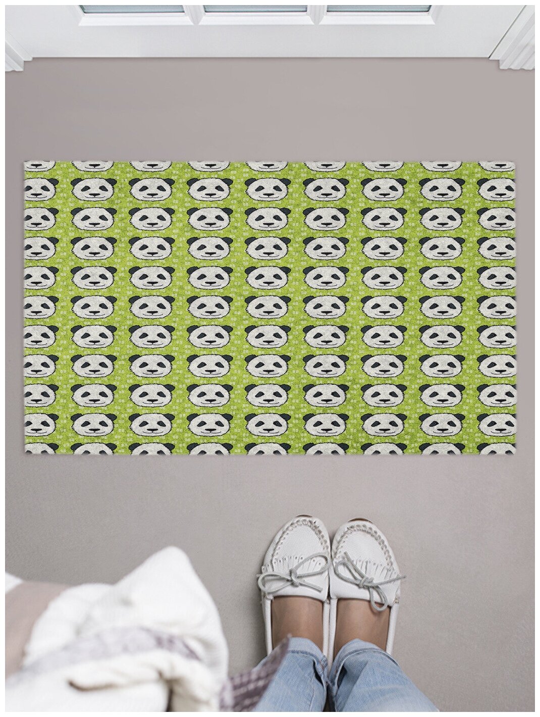 Коврик придверный в прихожую с принтом "Забавные панды" 45x75 см , JoyArty