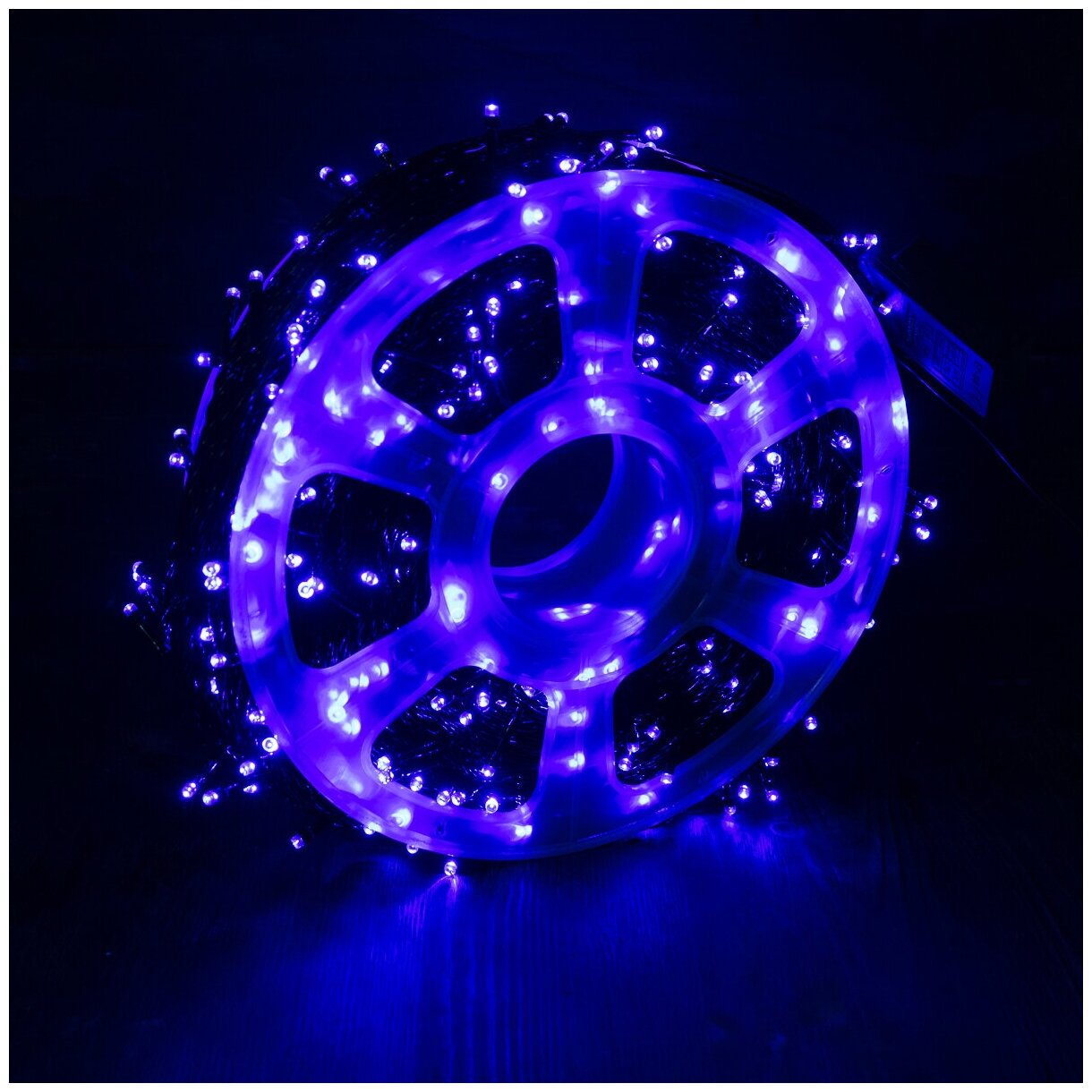 Новогодняя гирлянда уличная линейная, 1000 L, синяя, тёмный провод, мелкие диоды, 1 режим, 100 метров