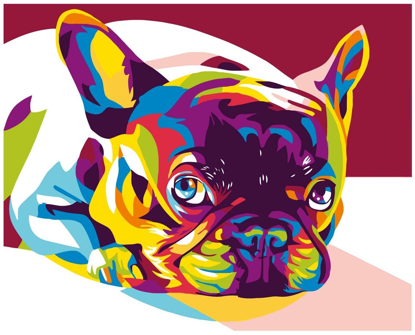 Радужный французский бульдог Раскраска по номерам на холсте Живопись по номерам