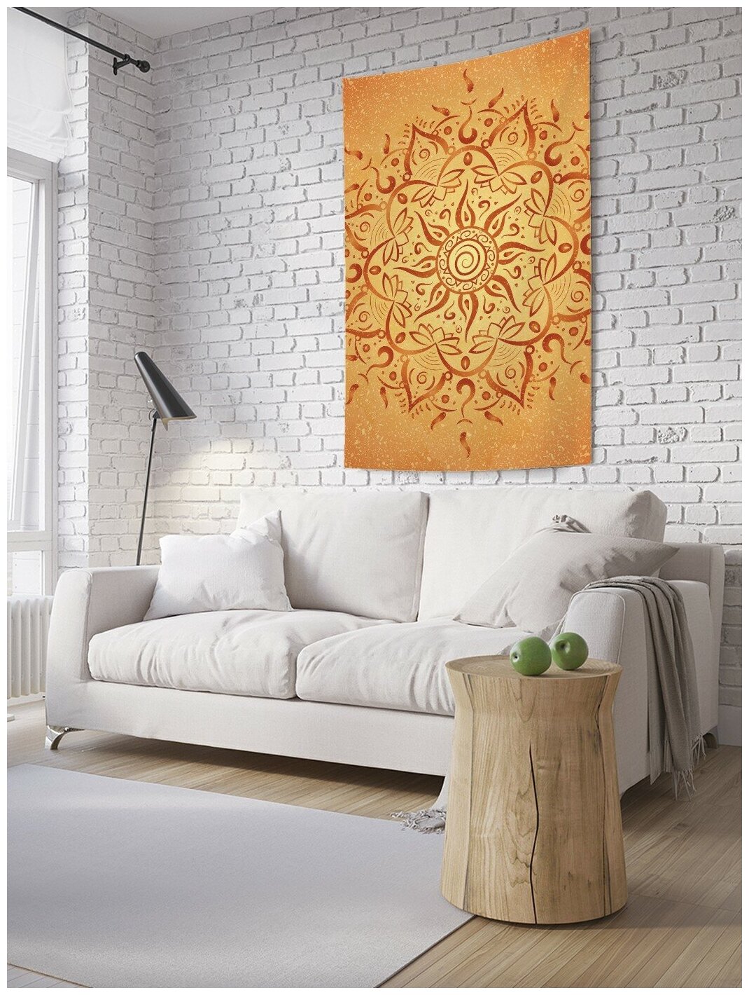 Фотопанно на стену вертикальный из ткани постер 100х150 "Солнечная мандала", JoyArty