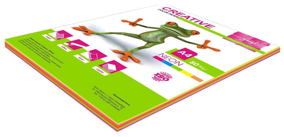 Бумага Creative БНPR-50R A4/80г/м2/50л./радуга неон (5цветов) универсальная