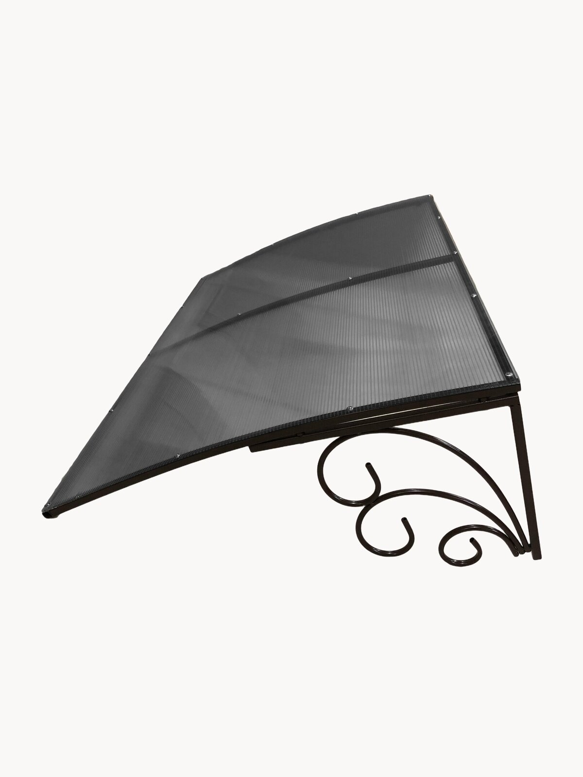 Козырек металлический над входной дверью, над крыльцом YS74SS серый каркас с серым поликарбонатом ArtCore