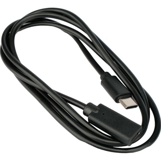 Кабель-удлинитель Cablexpert USB2.0 Type-C(М)/Type-C(F), 3A, 60Вт, PD/QC3.0, медь,1м, черный, пакет