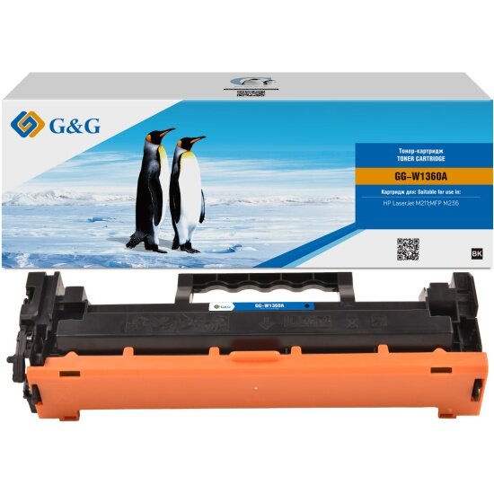 Картридж лазерный G&g 136A GG-W1360A черный (1150стр.) для HP LaserJet M211d/209/233/234