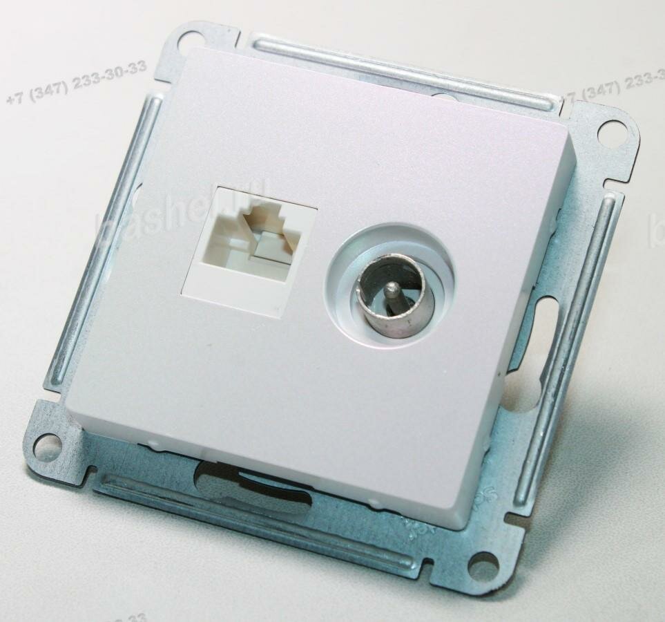 Розетка Schneider Electric Atlas Design двойная TV + компьютерная RJ45, кат. 5E, жемчуг