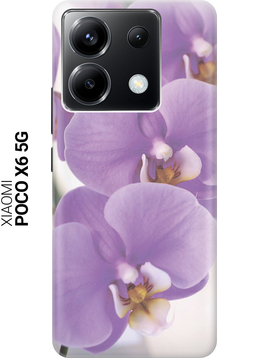 Силиконовый чехол на Xiaomi Redmi Note 13 Pro 5G / Poco X6 5G / Сяоми Редми Ноут 13 Про 5г / Поко Х6 5г с рисунком "Сиреневые орхидеи"