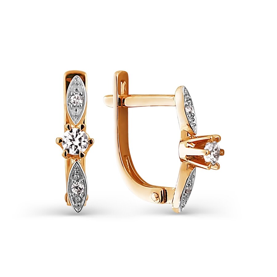 Серьги, золото, 585 проба, фианит