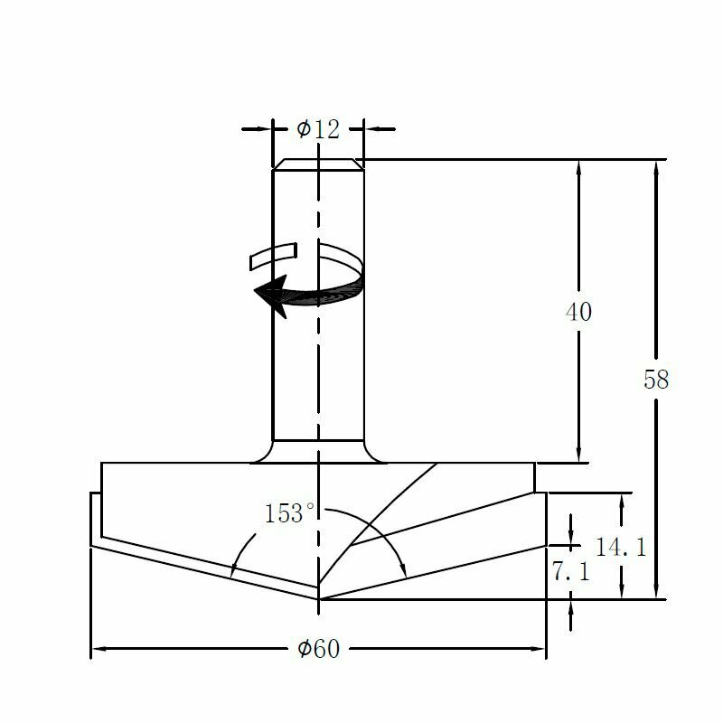 GREENCUT Фреза профильная для фасадов D 60x14x57 S 12 V 153 BX11900