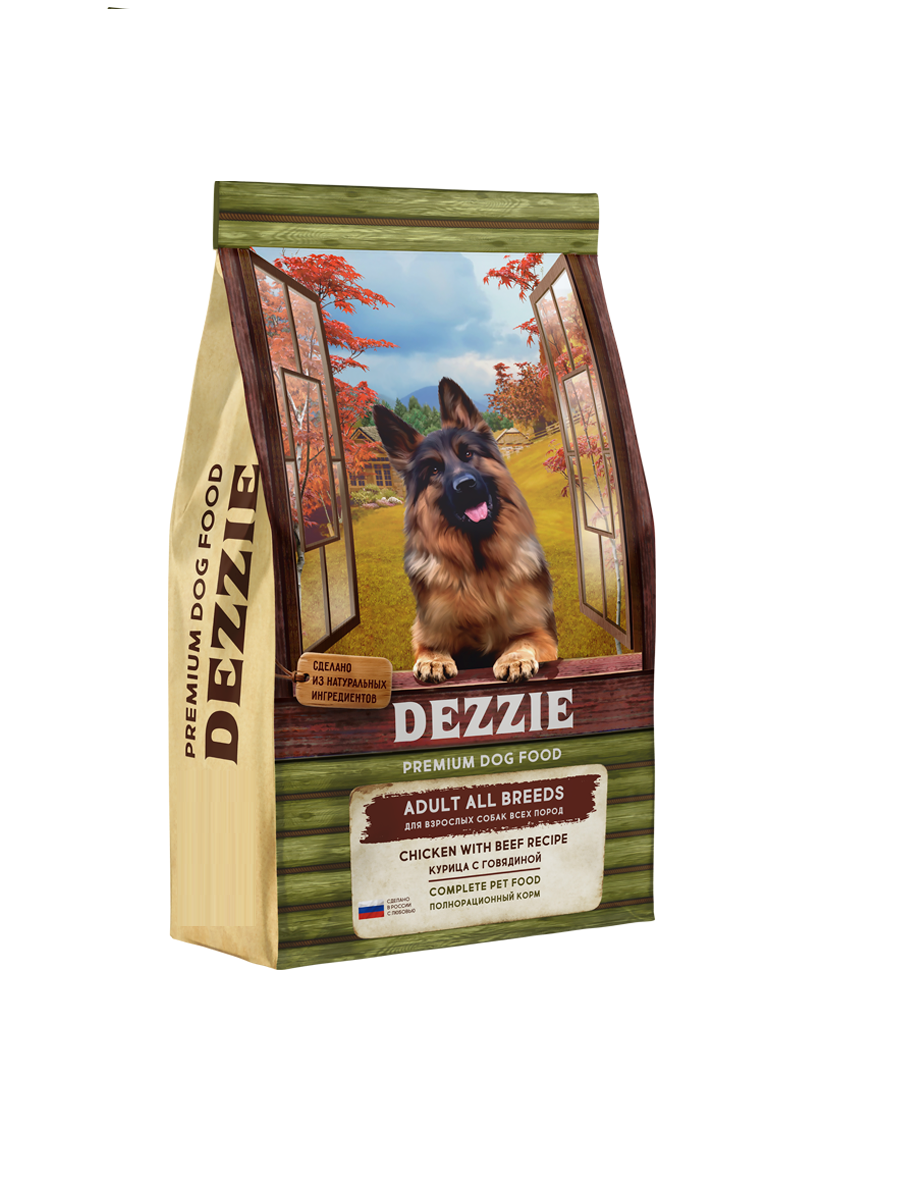 DEZZIE Adult All Breeds сухой корм для взрослых собак Курица с Говядиной 3кг