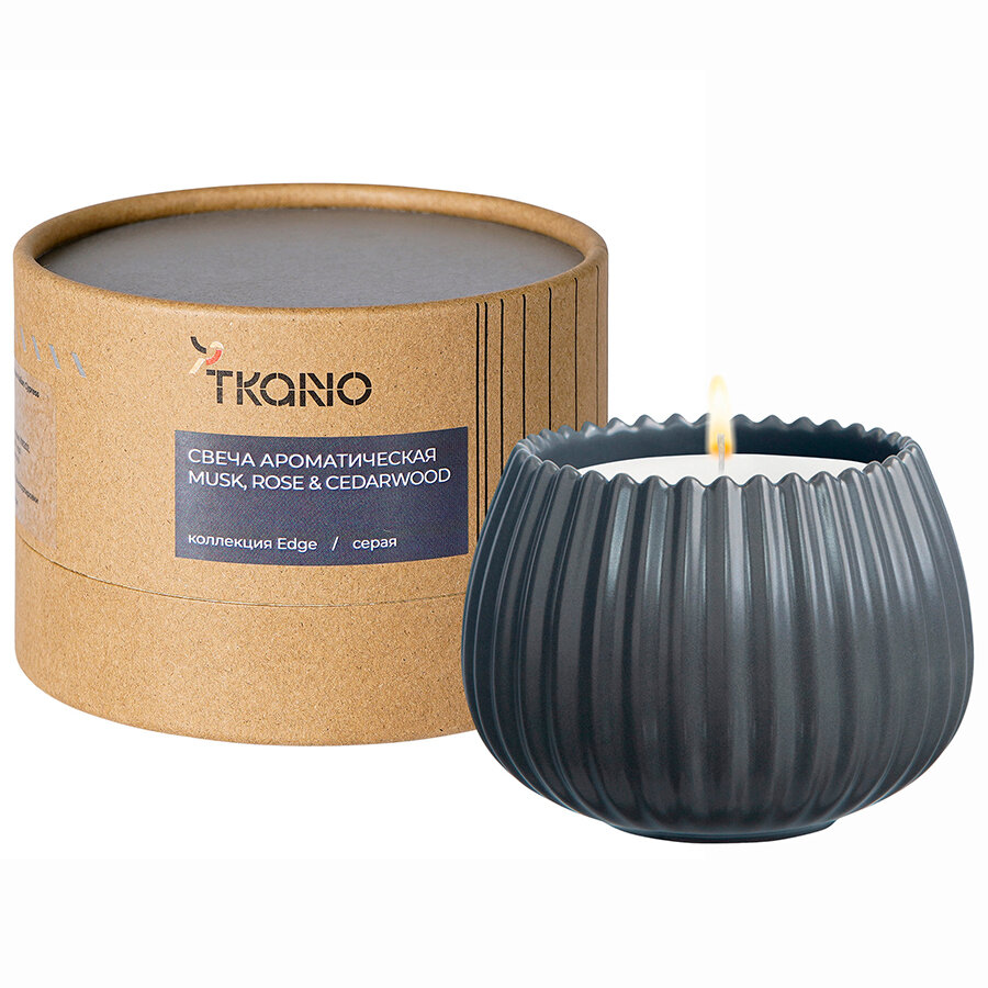 Свеча ароматическая Musk, Rose & Cedarwood из коллекции Edge серый 30 ч Tkano TK23-ARO0032
