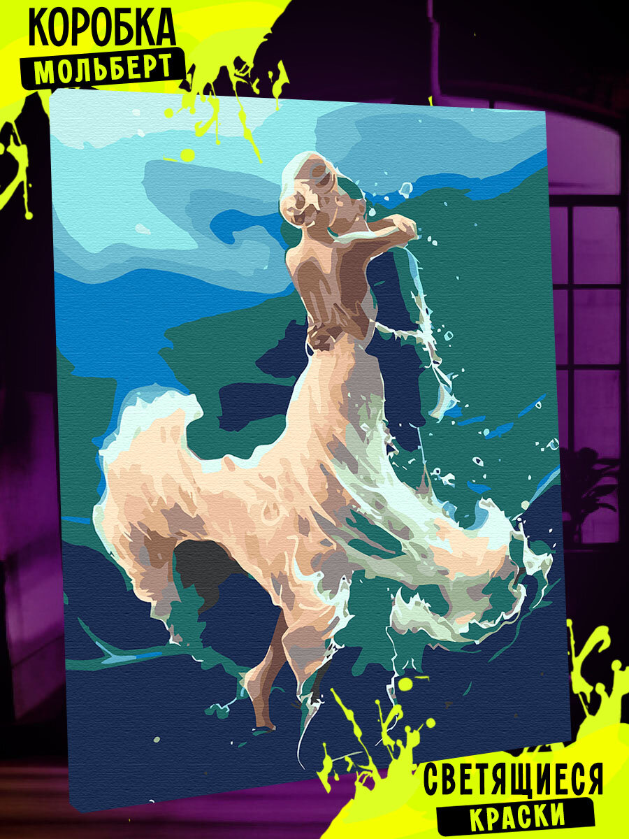 Картина по номерам светящаяся в темноте Танец мужчина с женщиной холст на подрамнике 40х50