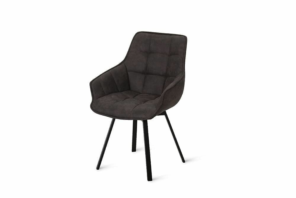 Стул B315-m (B815-m) COW BASALT BK+ с поворотным механизмом для кухни черные ножки, экокожа темно-коричневый, 56х61х85 см