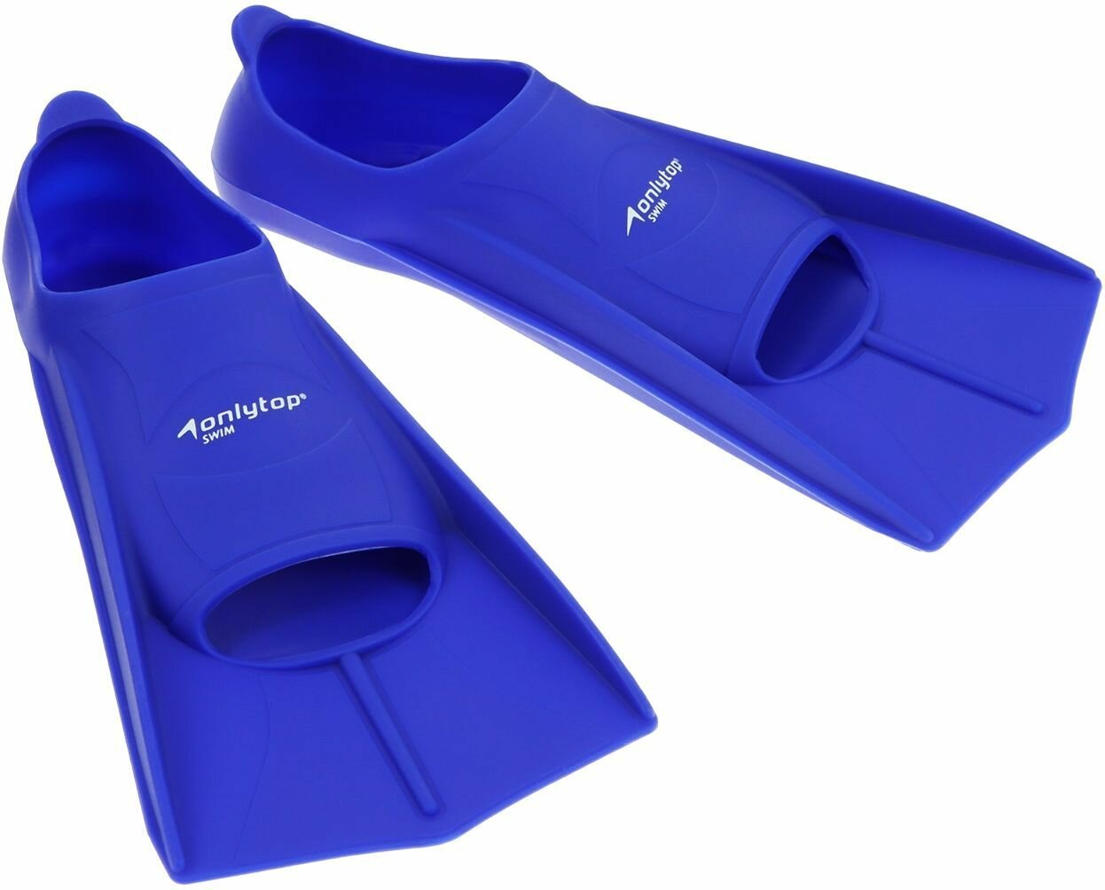 Ласты резиновые тренировочные, короткие, для подводного плавания, дайвинга, снорклинга, бассейна и моря, взрослые, с закрытой пяткой, длина стопы 21,5, размер 36-38, в мешке-сетке, цвет синий