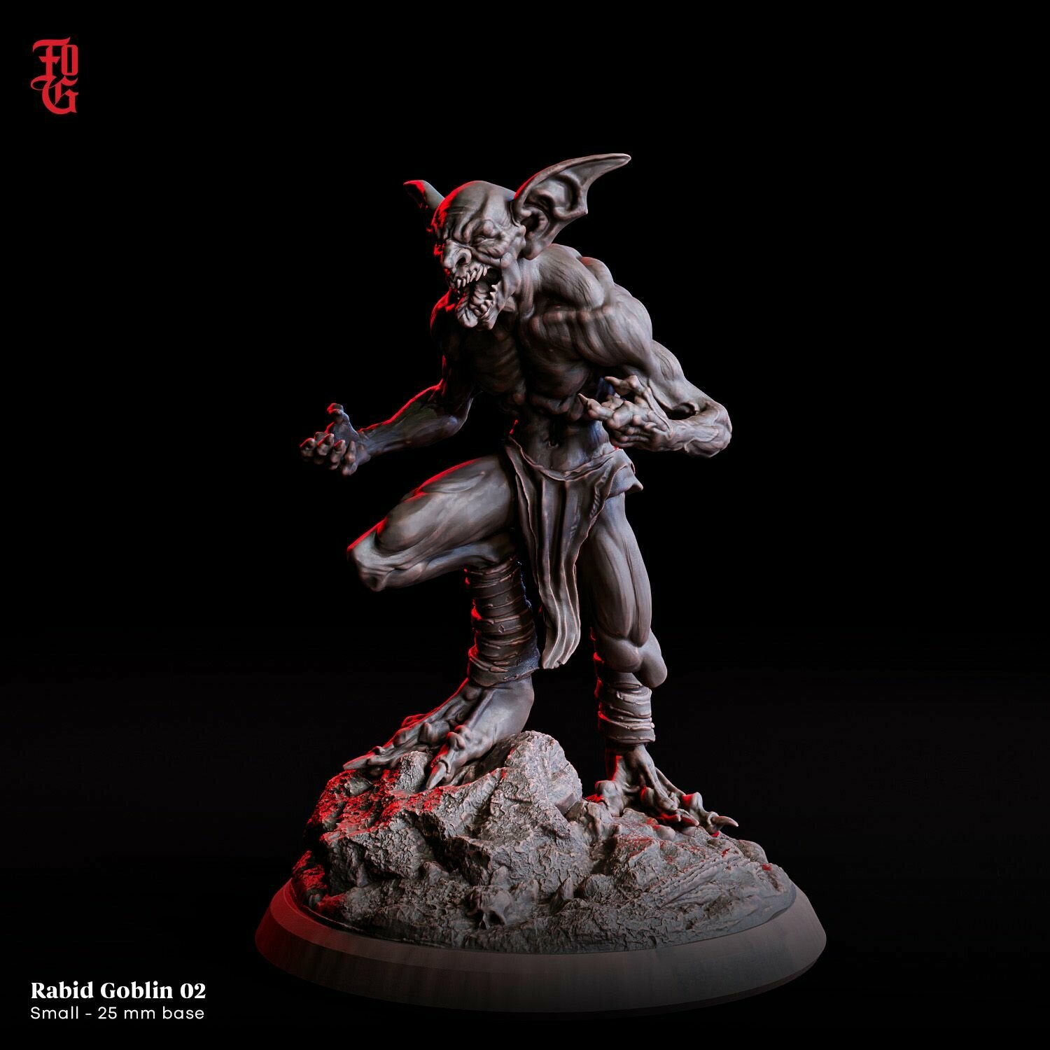 Миниатюра D&D 'Бешеный гоблин B' масштаб 32 мм (DnD, Dungeons & Dragons, ДнД, Подземелья и Драконы, Pathfinder)