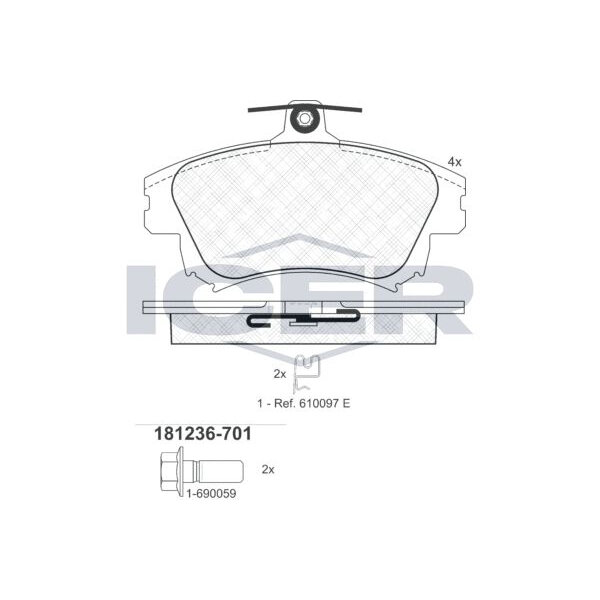 Колодки тормозные дисковые комплект Volvo Mitsubishi Smart, ICER 181236-701 (1 шт.)