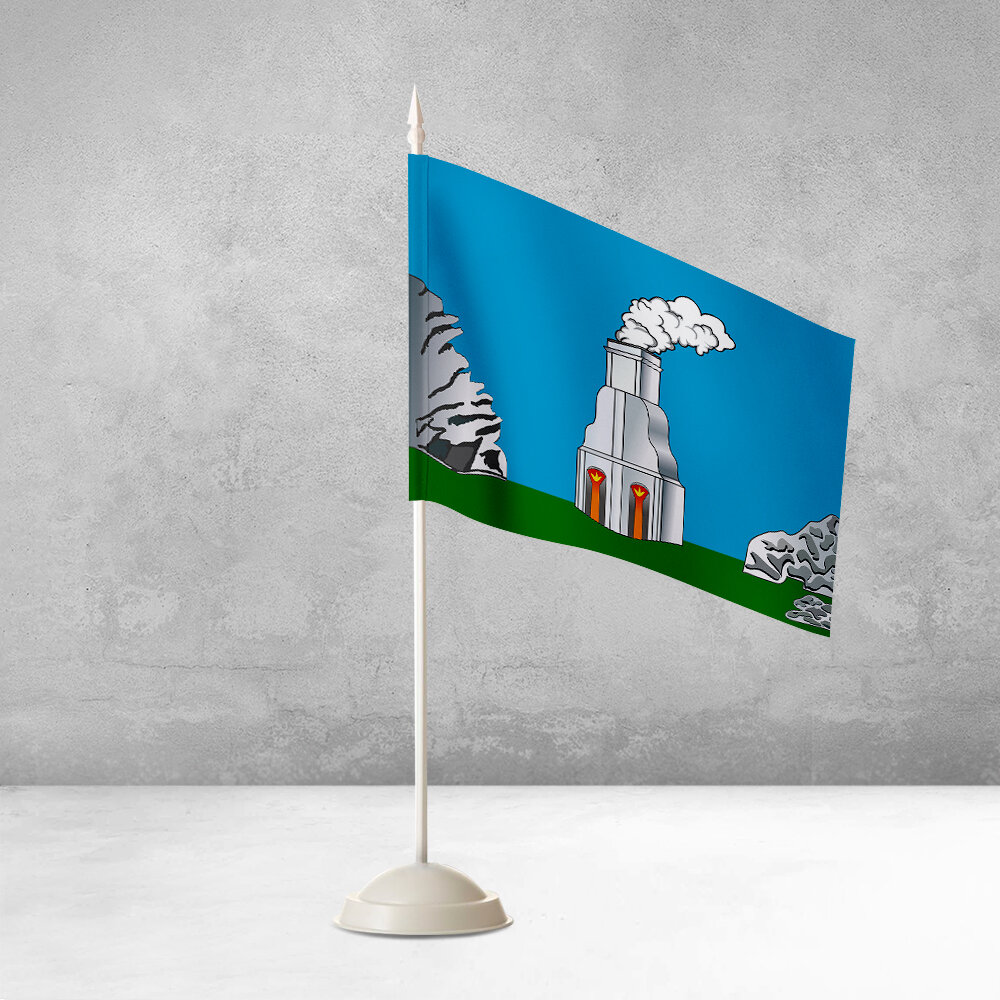 Настольный флаг Барнаула на пластиковой белой подставке