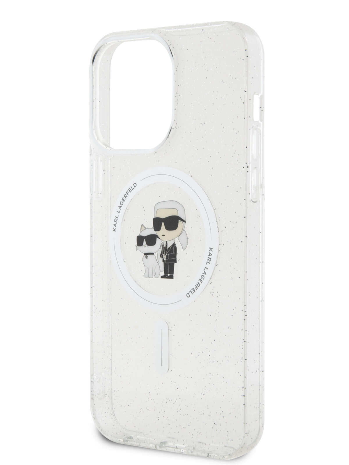 Lagerfeld для iPhone 14 Pro Max чехол PC/TPU NFT Karl & Choupette Hard Glitter Transp (MagSafe)