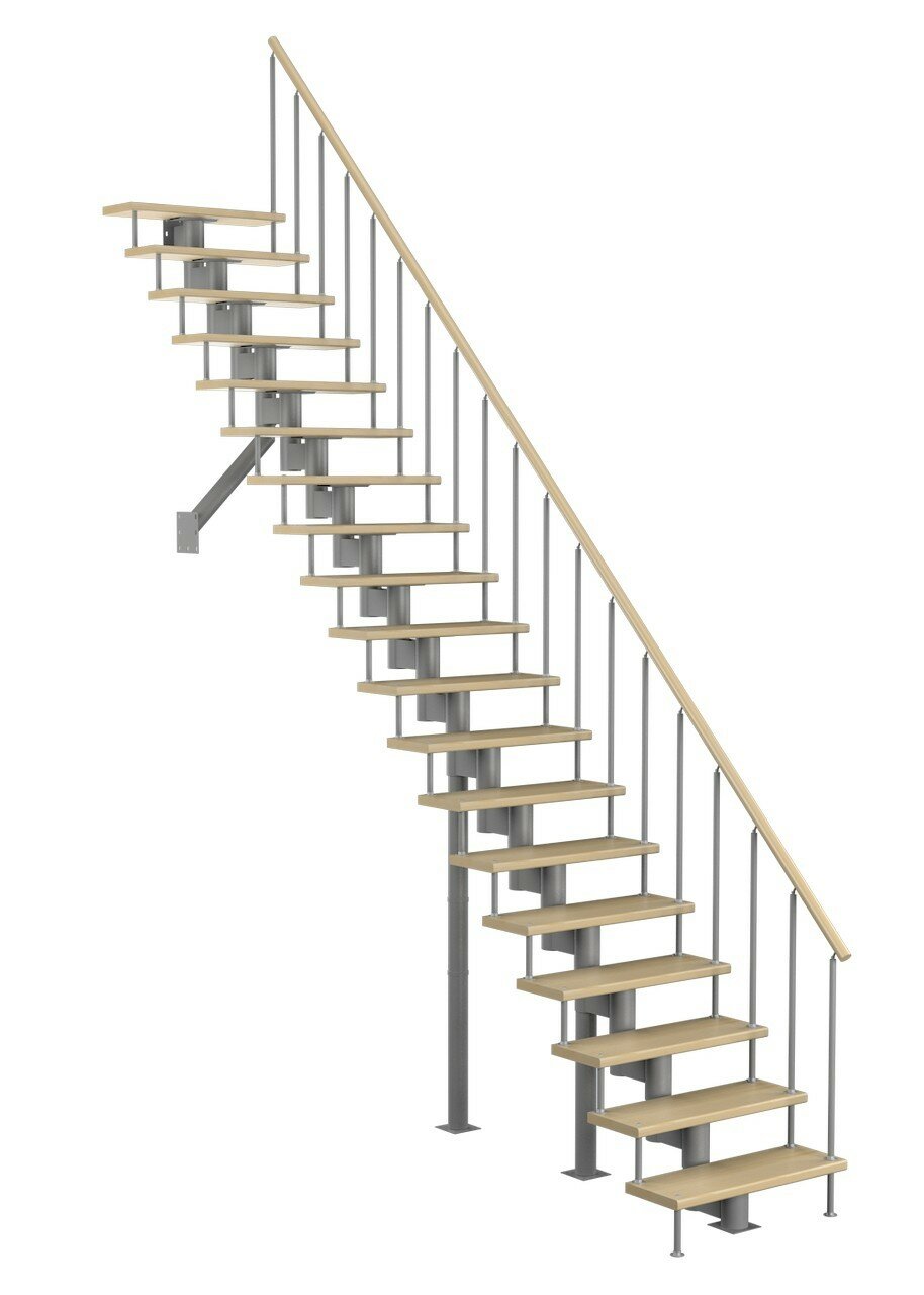 Модульная лестница Стандарт 180 3420-3610, Серый, Сосна, Крашеная