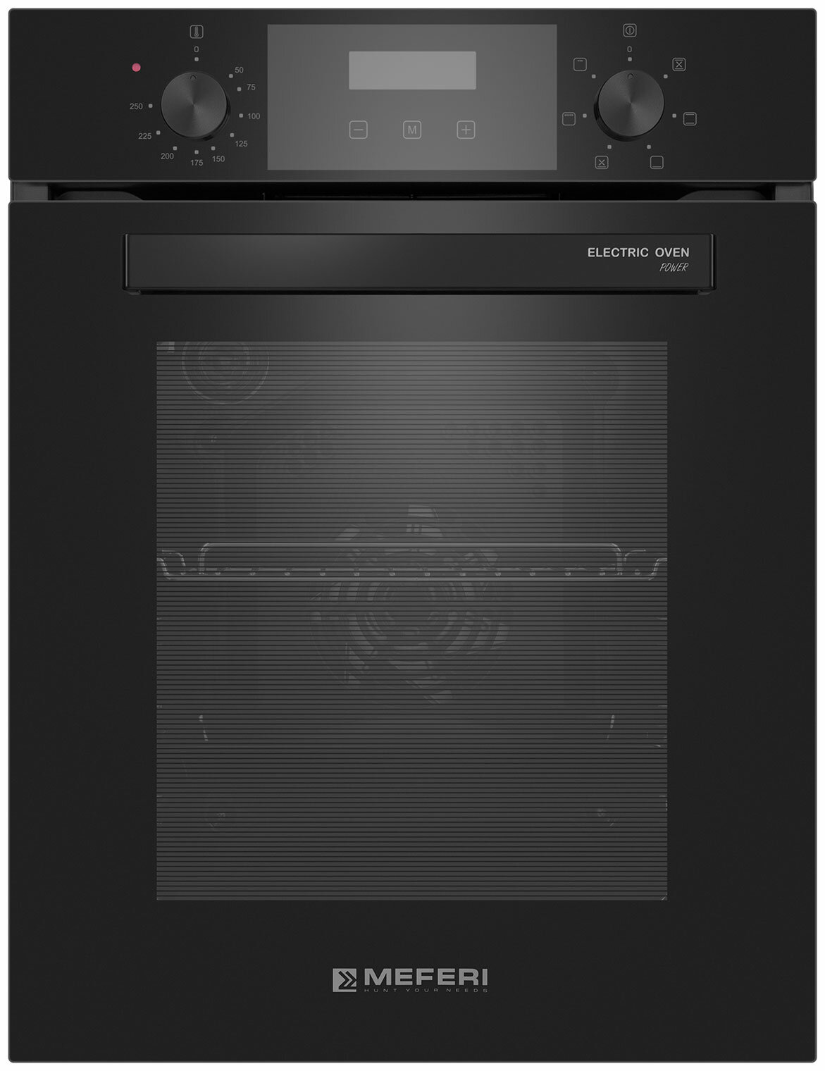 Электрический духовой шкаф Meferi MEO456BK POWER 44 см, 49 л, гриль и конвекция, черный