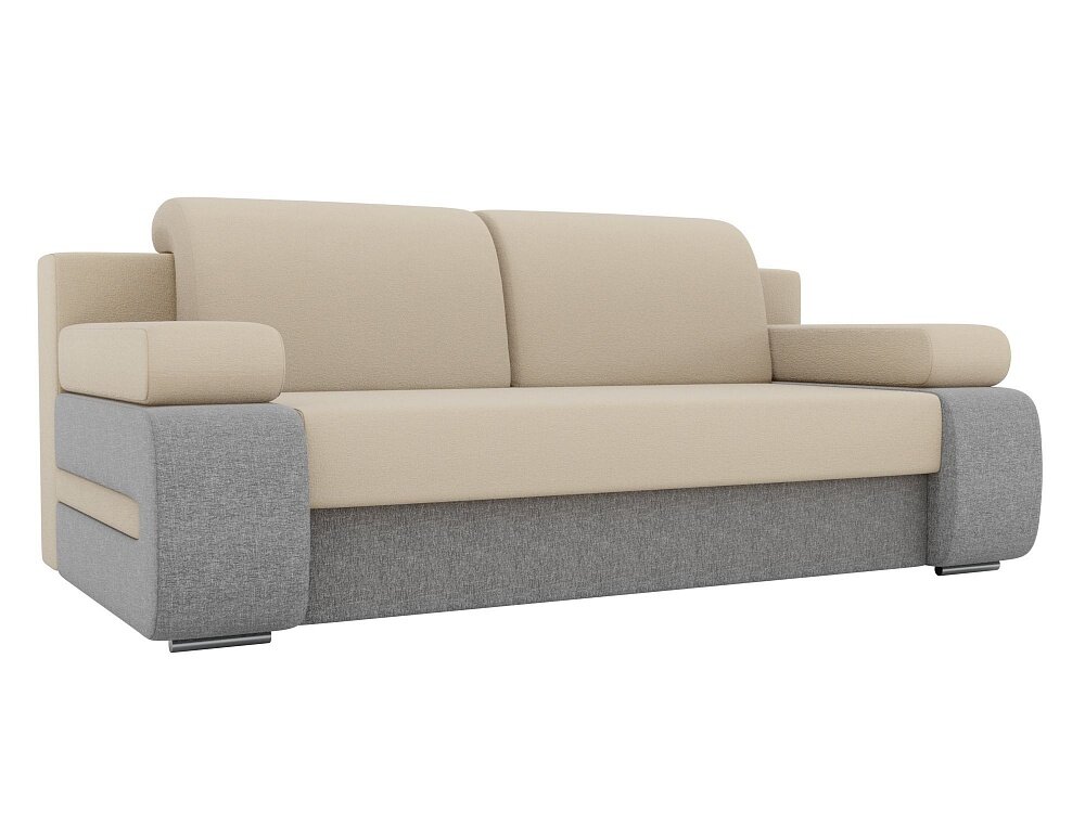 Прямой диван Денвер Евро Бежево-Серый Рогожка, еврокнижка, 200х107х100 см, с ящиком для белья